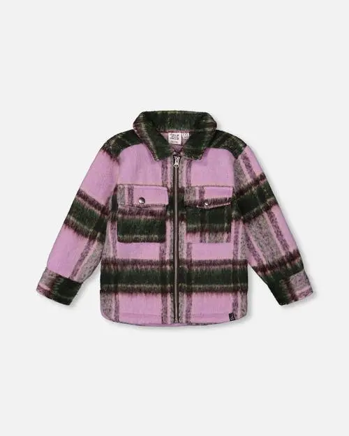 DEUX PAR DEUX Plaid Overshirt - Mauve And Green