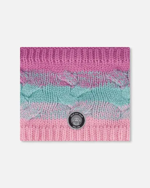 DEUX PAR DEUX Lined Knit Neckwarmer - Pink, Orange And Turquoise