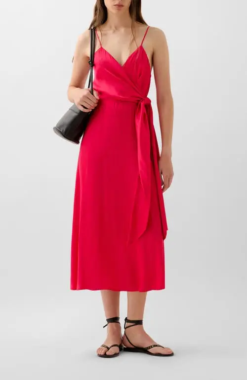 SCALPERS Asymmetric Satin Dress - Raspberry