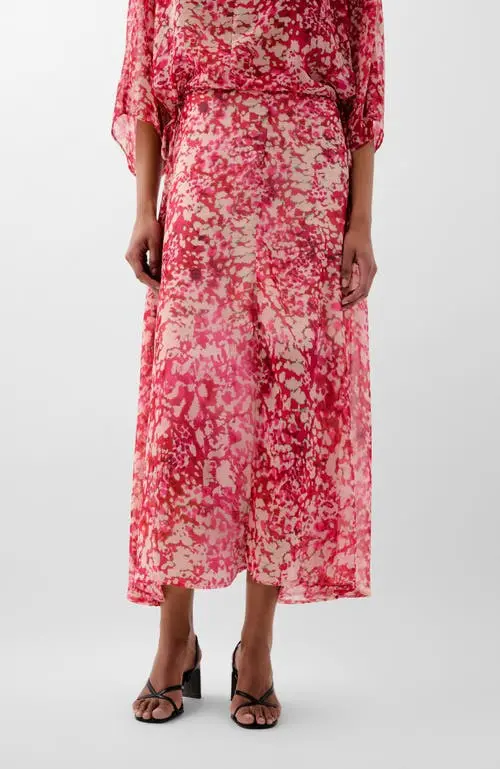 SCALPERS Monet Print Midi Skirt - Raspberry