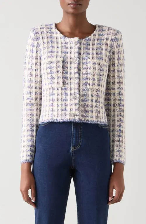LK BENNETT Millie Fluffy Tweed Cardigan