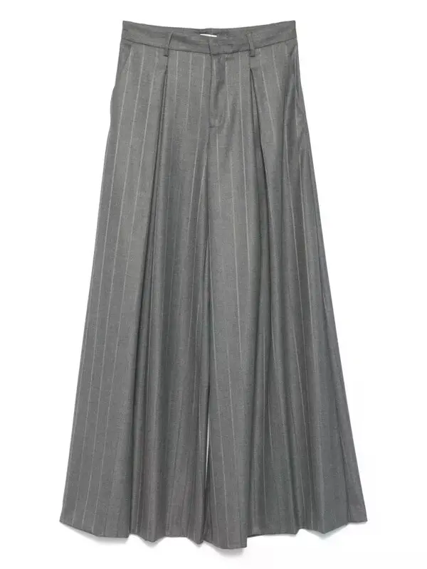Andamane Pinstripe Pleated Trousers - Grey