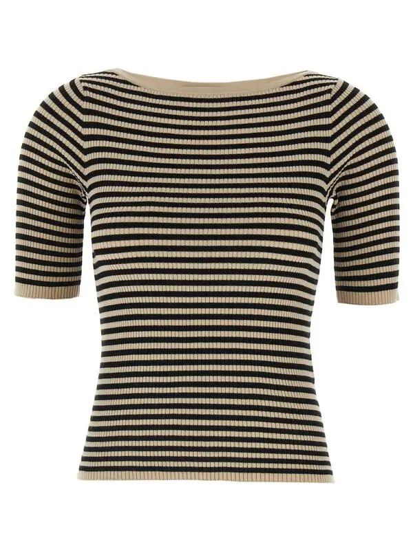 Max Mara Striped Stretch Viscose T-shirt - Multicolor