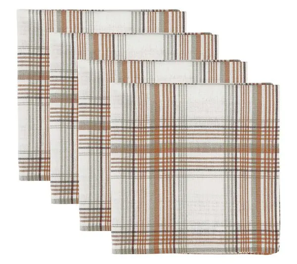 DESIGN IMPORTS Set/4 Cozy Day Plaid Napkins