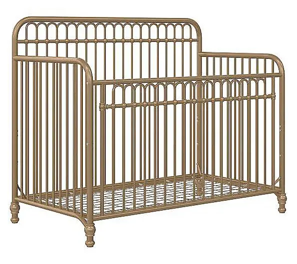 LITTLE SEEDS Ivy 3-in-1 Convertible Metal Crib- Gold