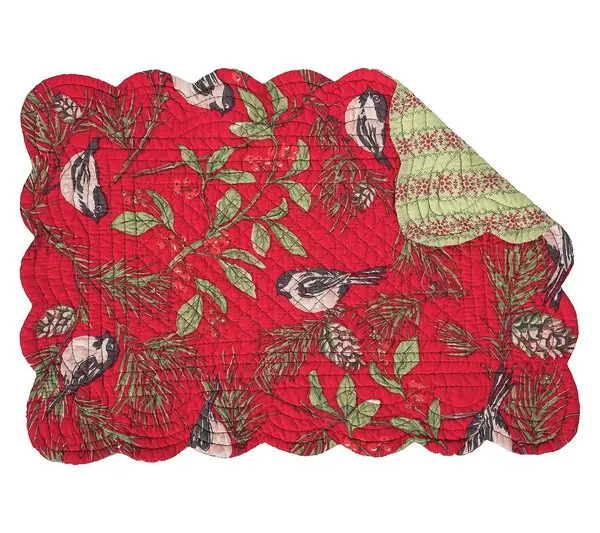 VALERIE PARR HILL Chickadee Red Placemat Set Of 6 Valerie