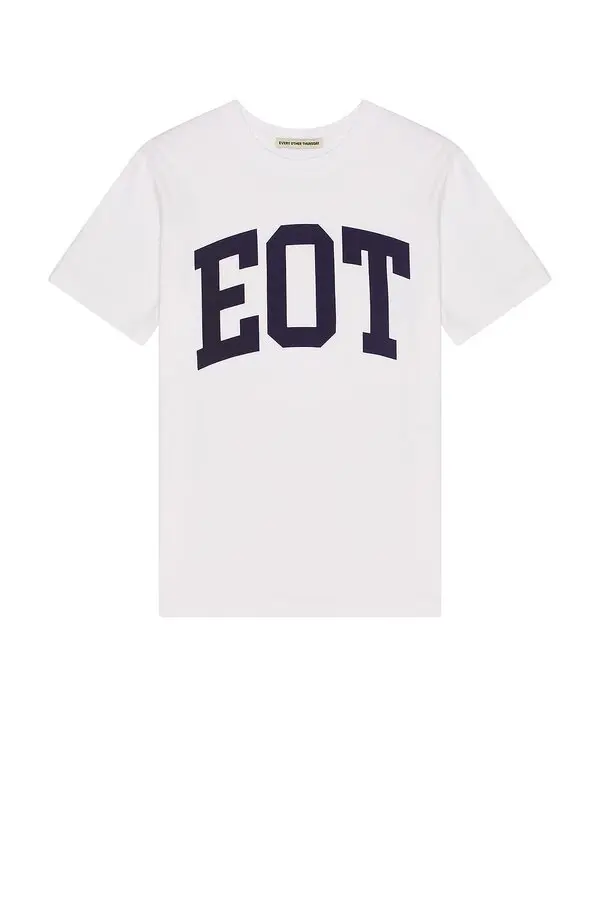 EVERY OTHER THURSDAY Garment Dyed Collegiate Logo Tee - White