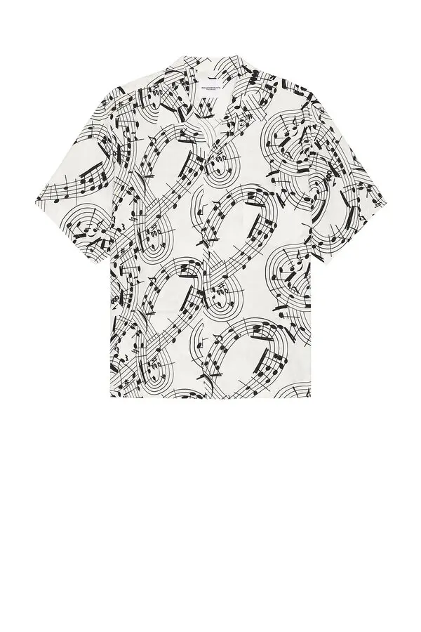 TAKAHIROMIYASHITA THESOLOIST. Music Note Hawaiian Shirt In White - White & Black