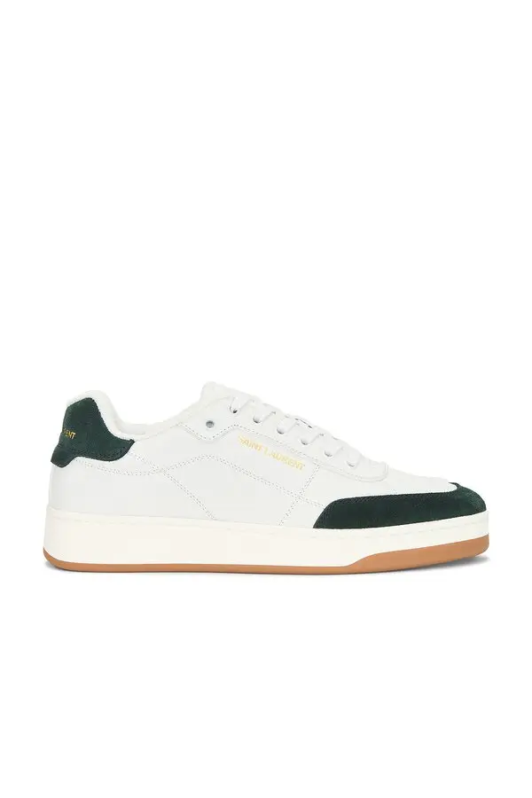 Saint Laurent Sl61 Low Top Sneaker - White & Bottle Green