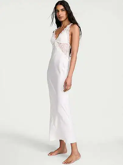 long slip dress White Maxi Slip Dress