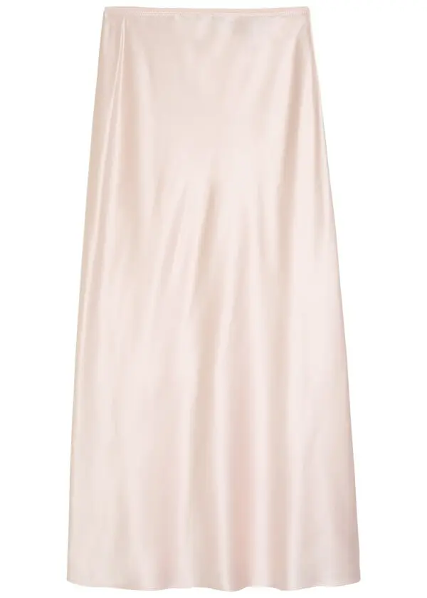JOSEPH Isaak Silk Slip Midi Skirt - Rose