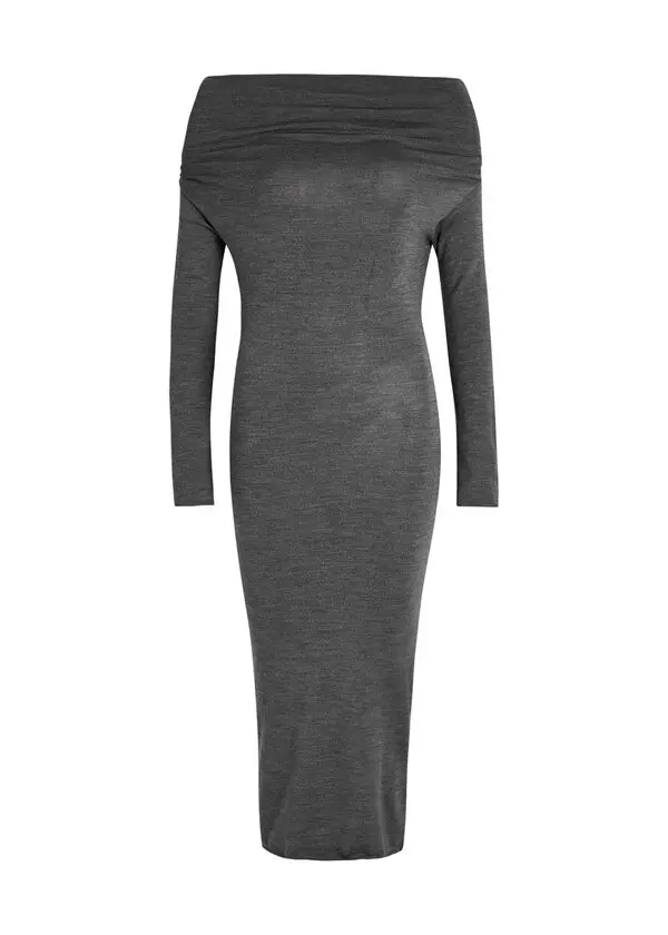 ARMARIUM Off-the-shoulder Wool Midi Dress