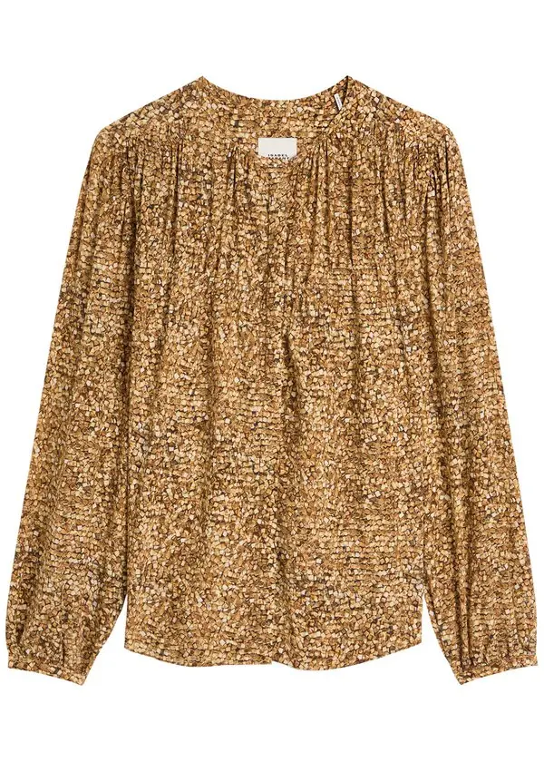 Isabel Marant Sally Printed Silk-chiffon Top - Orange Other