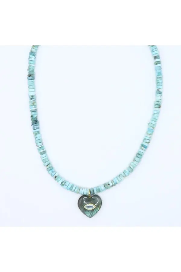 SHERRY J MANN Labradorite And Larimar Gemstone Necklace