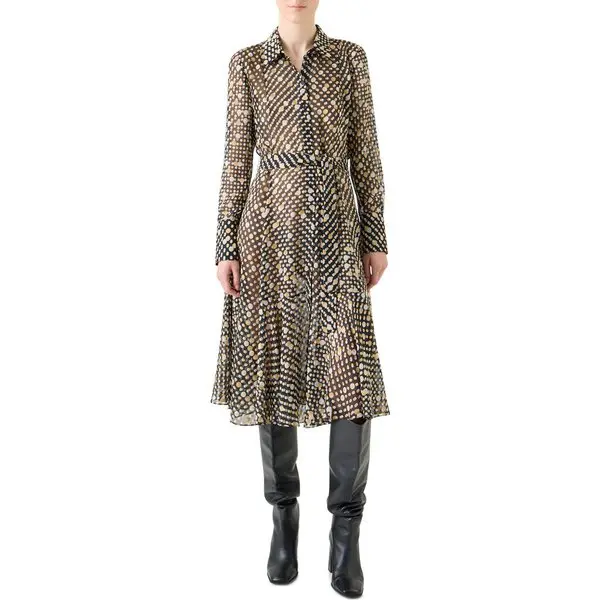 Akris Polka Dot Devoré Shirtdress