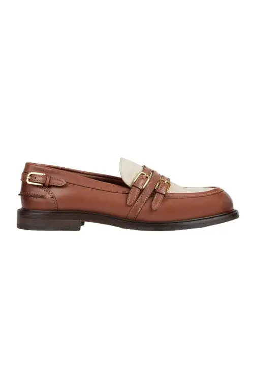 Sandro Leather Loafers With Buckles - Brown