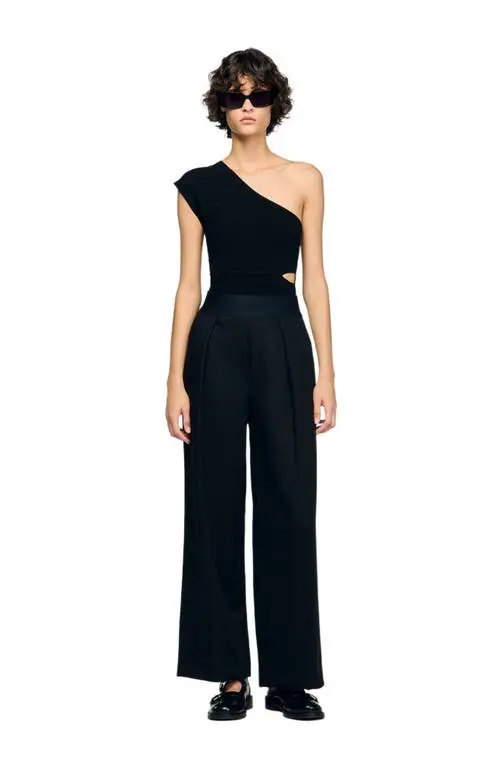 Sandro Asymmetric Knit Bodysuit