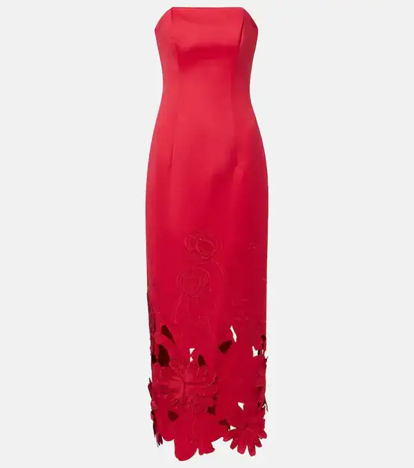 Leo Lin Rayna Floral-Appliqu Maxi Dress - Red - 60% Off | Editorialist