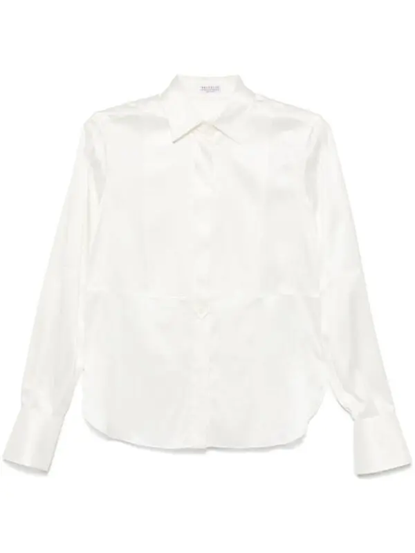 Brunello Cucinelli Satin Silk Shirt - White