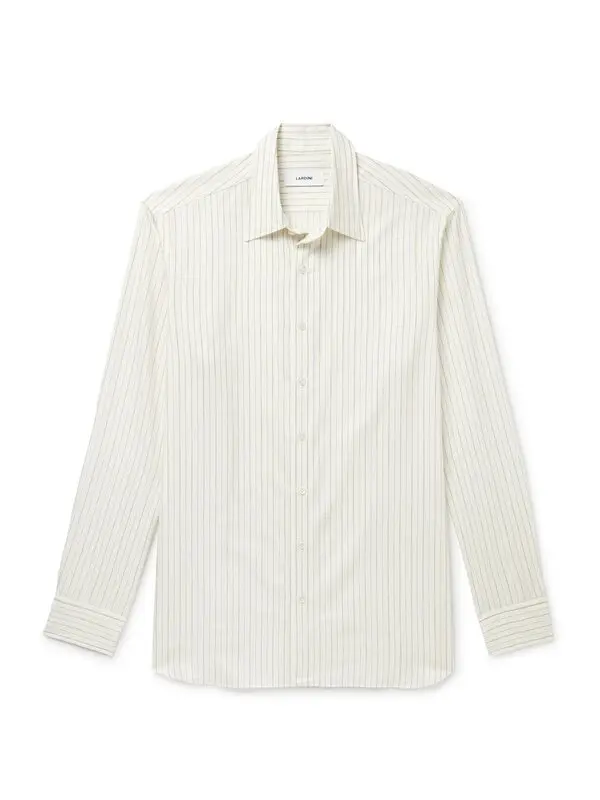 LARDINI Pinstriped Cotton And Virgin Wool-blend Twill Shirt