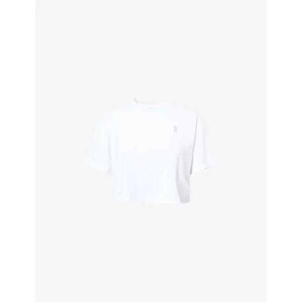 On Traint Cropped Logo-print Woven Top