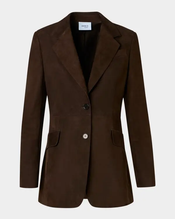 Akris Nappa Suede Single-breasted Blazer - Bark