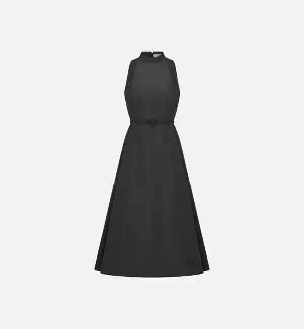 Dior Mid-Length Flared Dress With Belt - Black | Editorialist