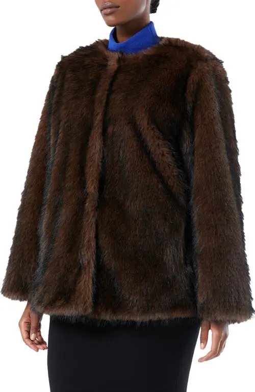 Marina Rinaldi Eccesso Faux-fur Coat - Chocolate