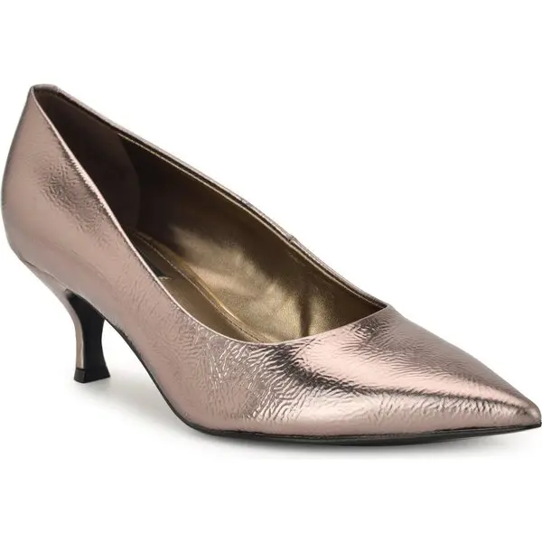 Nine West Sisko Pointed Toe Kitten Heel Pumps - Bronze
