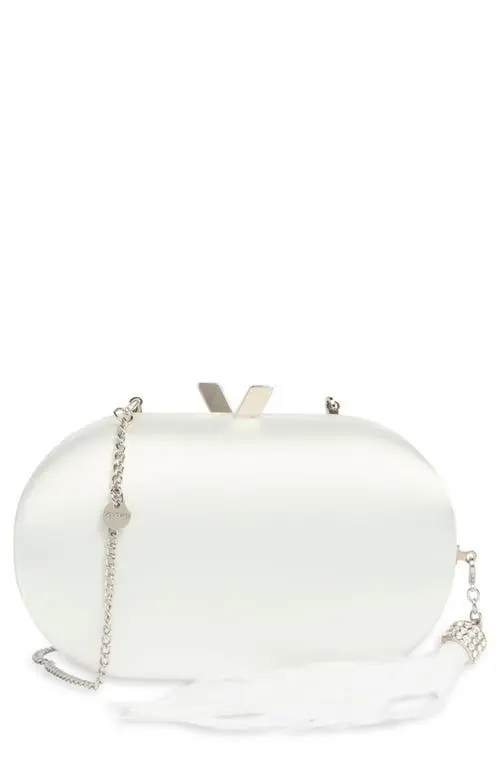 OLGA BERG Jenna Feather Tassel Clutch - White/silver