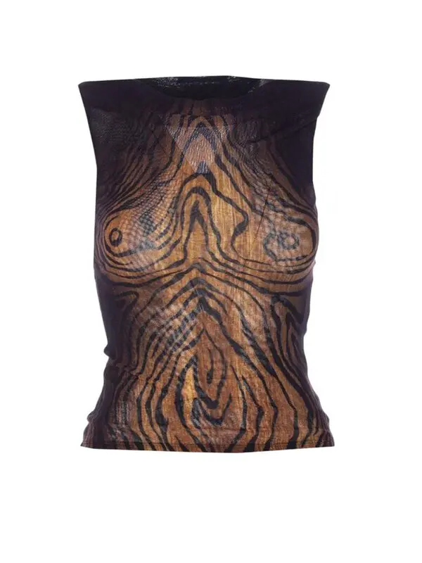 Jean Paul Gaultier Wood Print Top - Multicolour