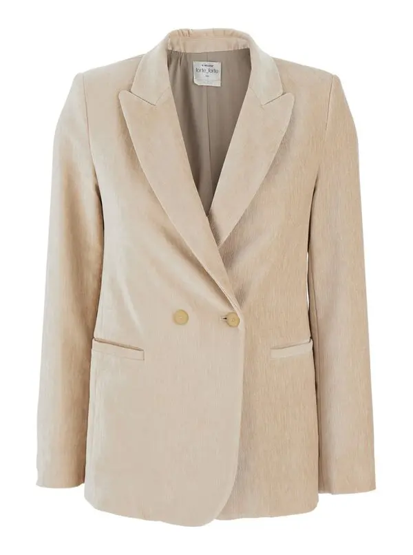 FORTE_FORTE Velvet Jacket With Peak Lapels - Beige