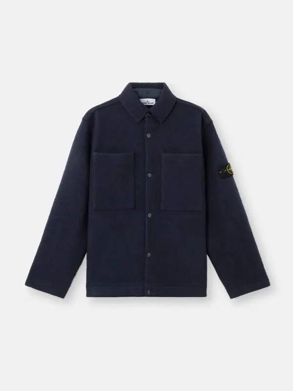 Stone Island Shirt In Felted Rws Wool