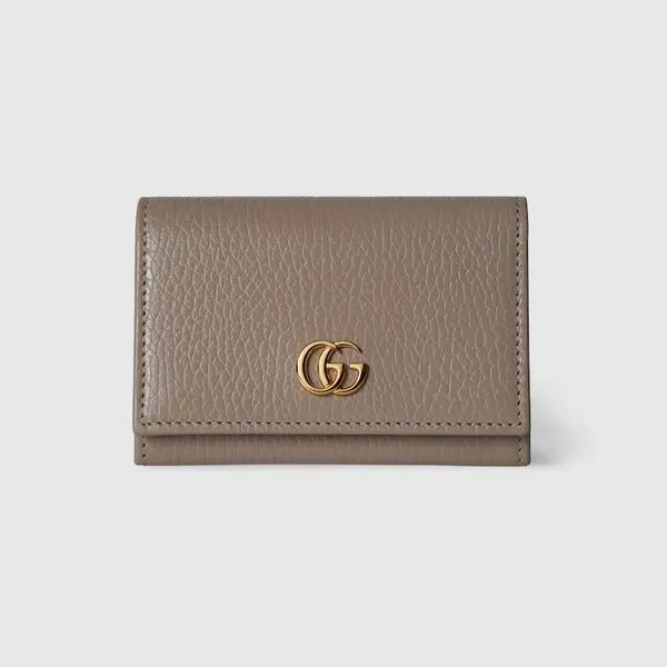 Gucci Bi-color Gg Marmont Card Case Leather - Neutral