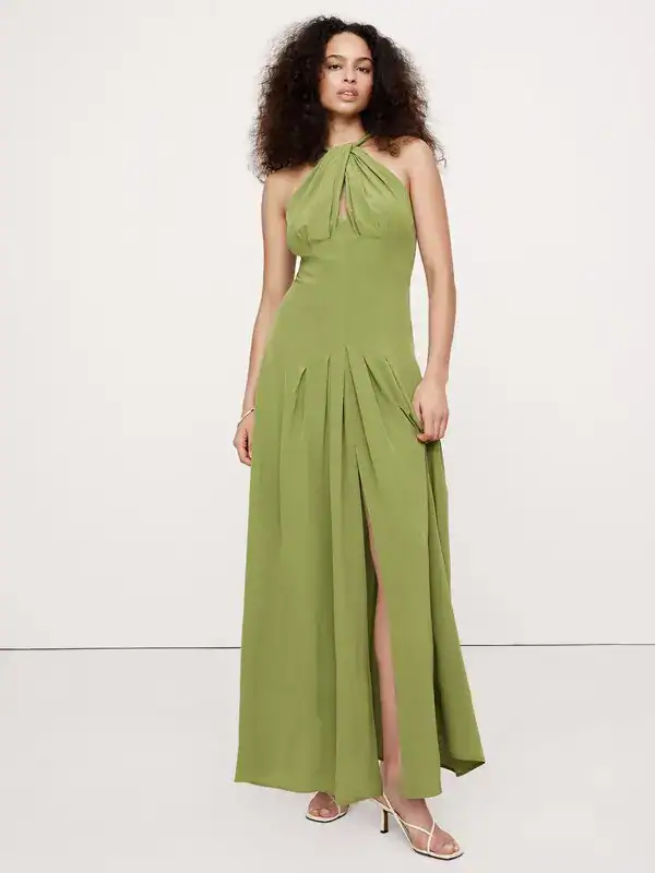 formal banana republic dresses High Stretch A-Line Floor Length Wedding Guest Dress with Short Sleeves main image 1