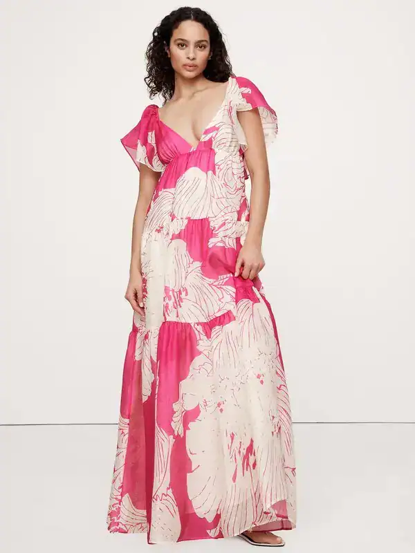 open lace back dress Banana Republic Hot Pink Pleated Dress- Size 12 – The Saved Collection