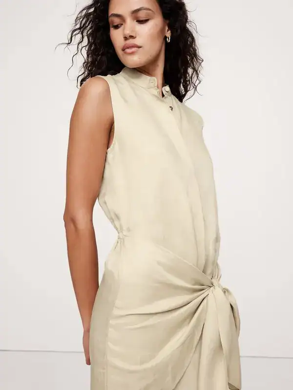 Banana Republic Viscose-Linen Twisted Shirt Dress In Natural Beige - 64%  Off | Editorialist