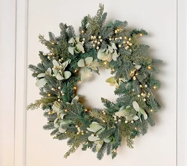 MARTHA STEWART 24' Illuminated Sage & Berry Wreath