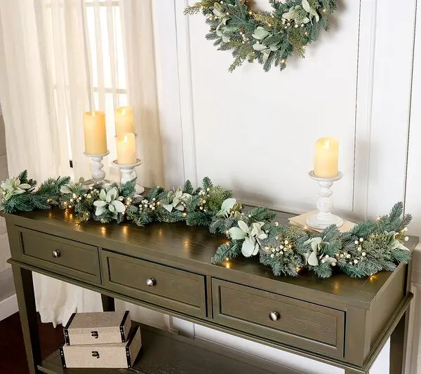 MARTHA STEWART 6' Illuminated Sage & Berry Garland