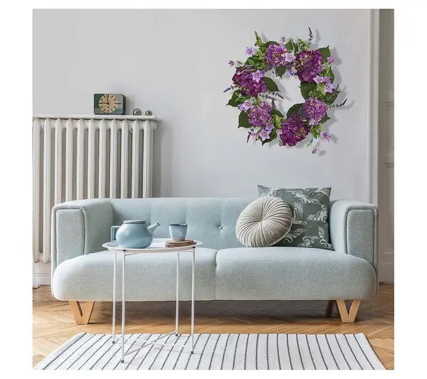 NEARLY NATURAL 24' Hydrangea Wreath