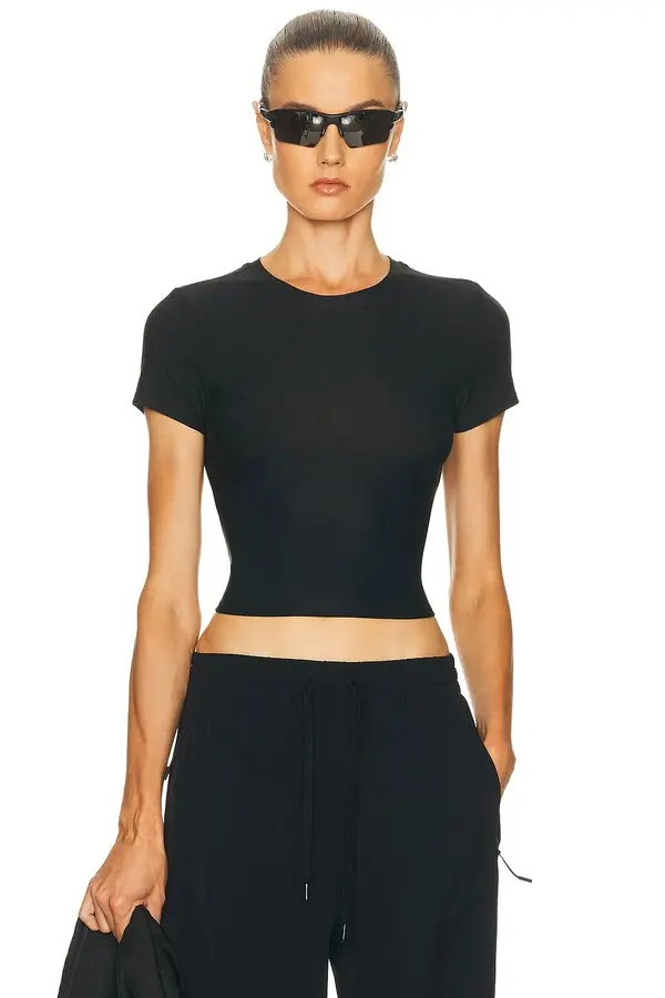 Beyond Yoga Featherweight Cropped Tee - Darkest Night