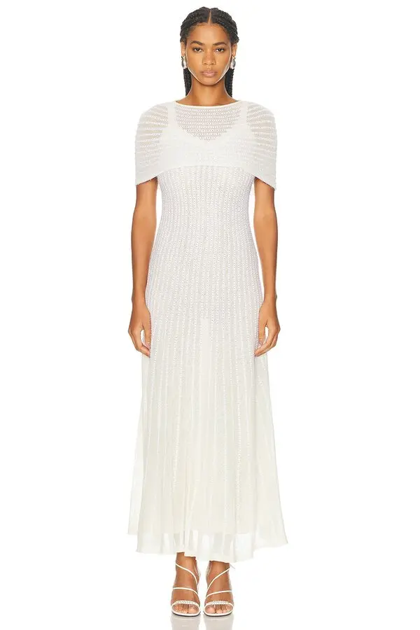 Khaite Thora Knit Maxi Dress With Optional Cape - Glaze