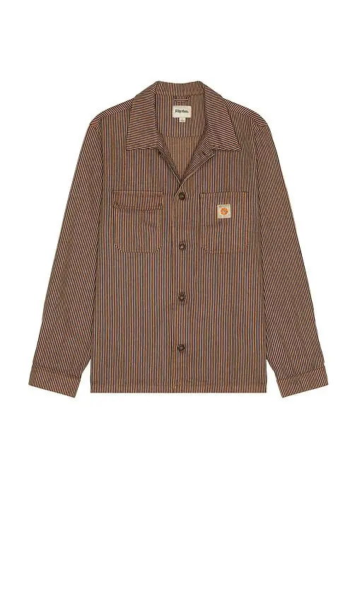 RHYTHM Hickory Stripe Work Shirt In Brown