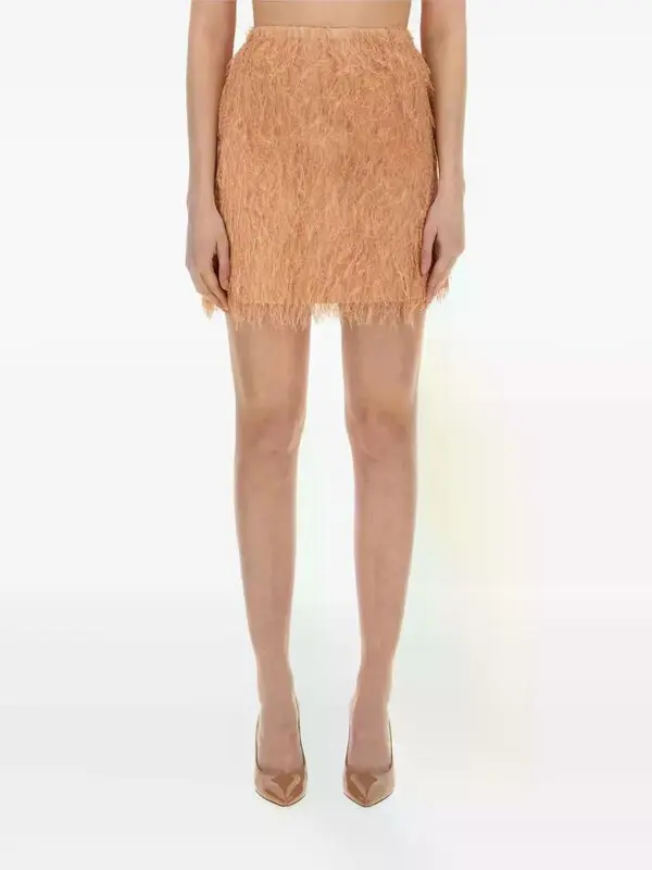 ALYSI Fringed Mini Skirt - Neutrals