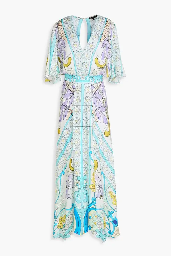 Maje Printed Satin Maxi Dress