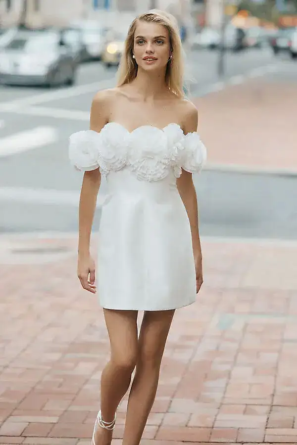 rosette formal dress white Cassidy Cream Slim Rosette Dress | Dresses main image 0