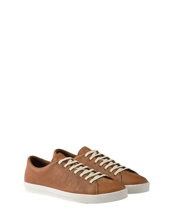 Prada Aged-effect Leather Low Top Sneakers - Brown