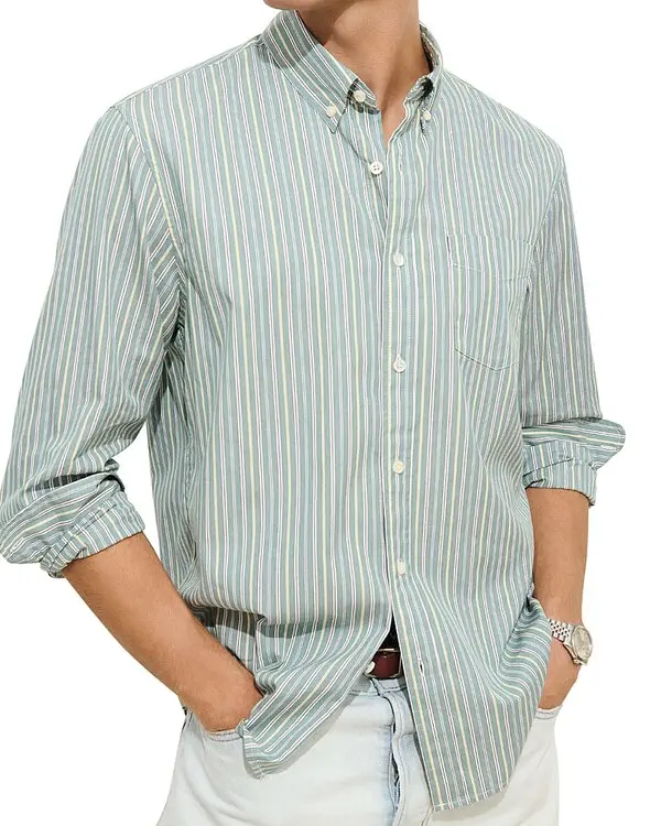 ALEX MILL Button Down Shirt - Green Stripe