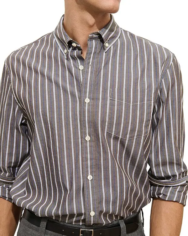 ALEX MILL Button Down Shirt - Chocolate Multi Stripe