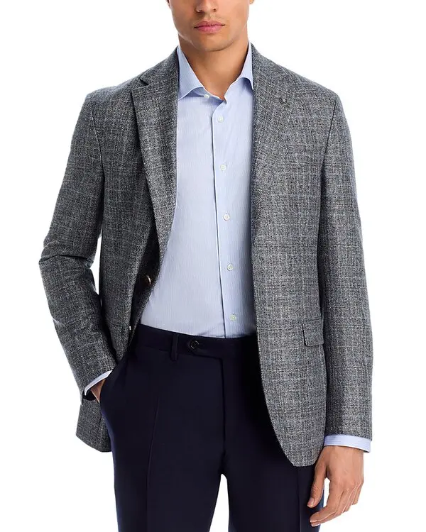 JACK VICTOR Midland Brushed Plaid Sport Coat - Light Grey